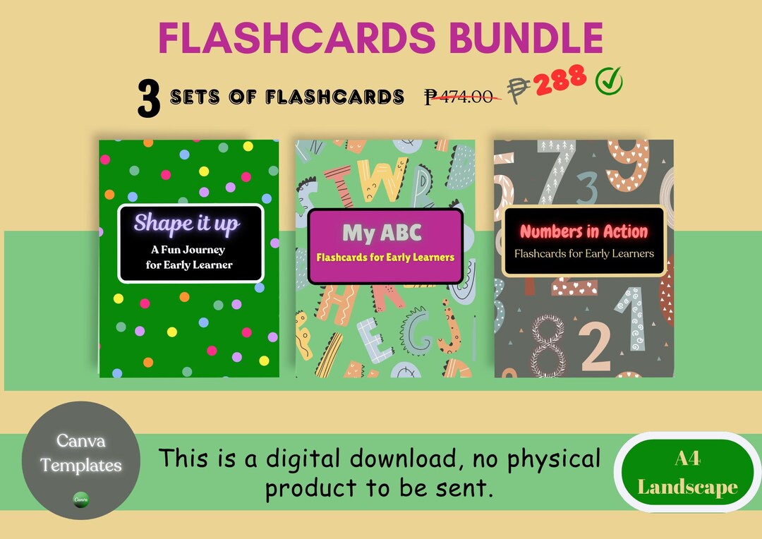 Fun Learning Flashcards Bundle: Numbers, Alphabet, Shapes Canva ...