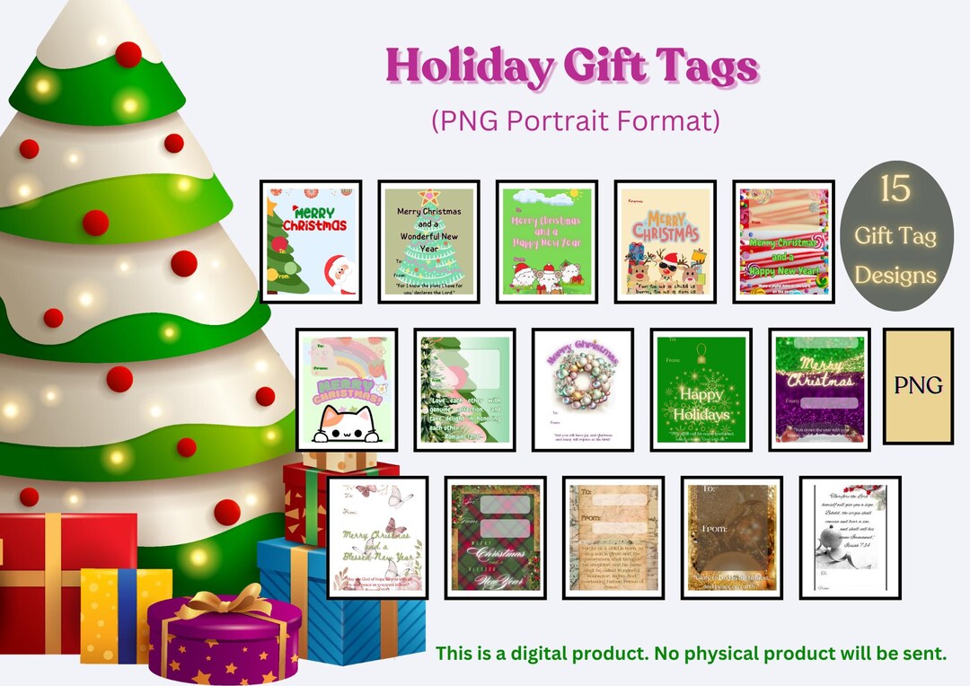 15 Festive Gift Tags for Christmas New Year Holidays - Etsy