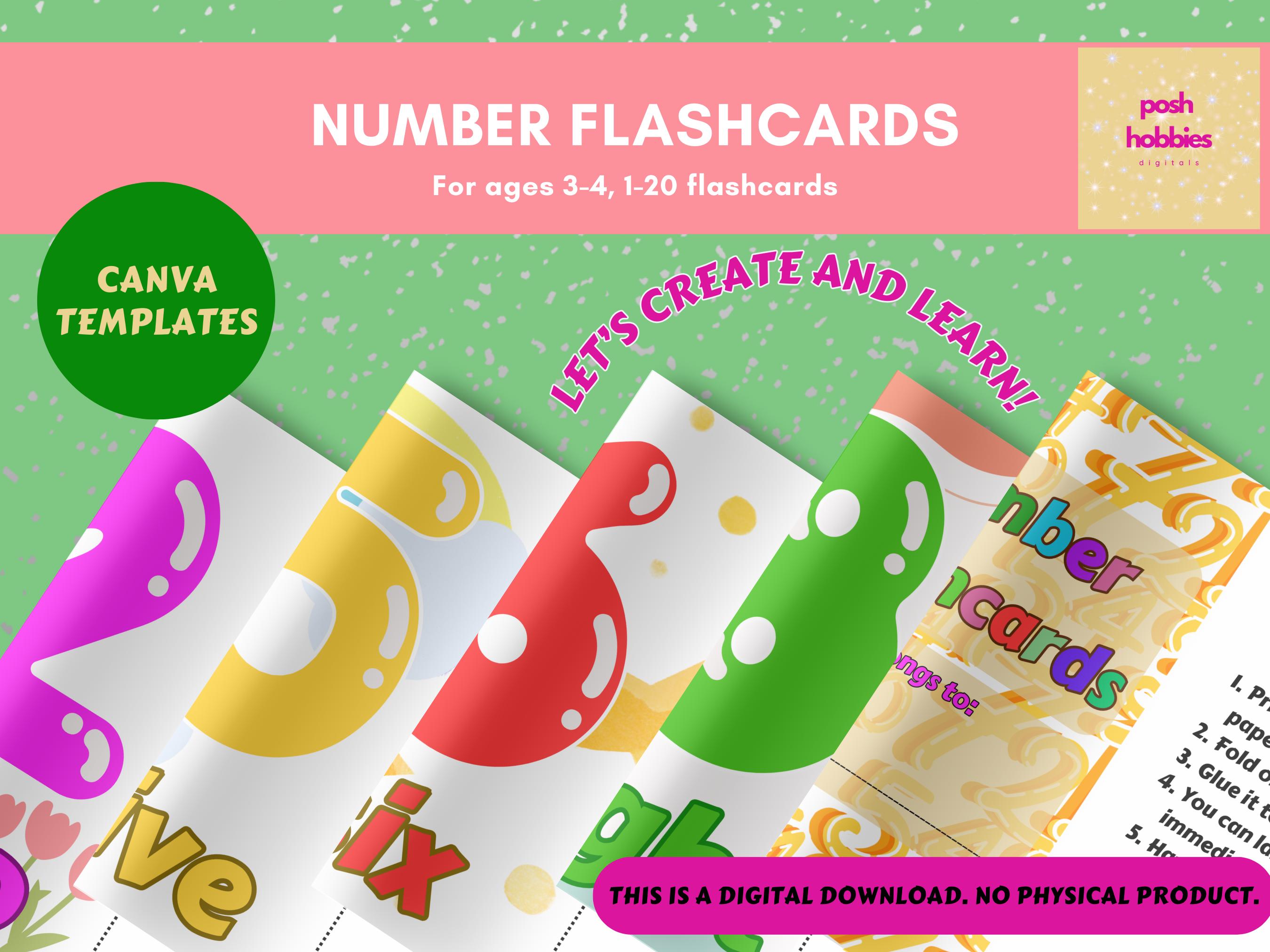 Number Flashcard Canva Templates for Early Learners ages 2-4 - Etsy