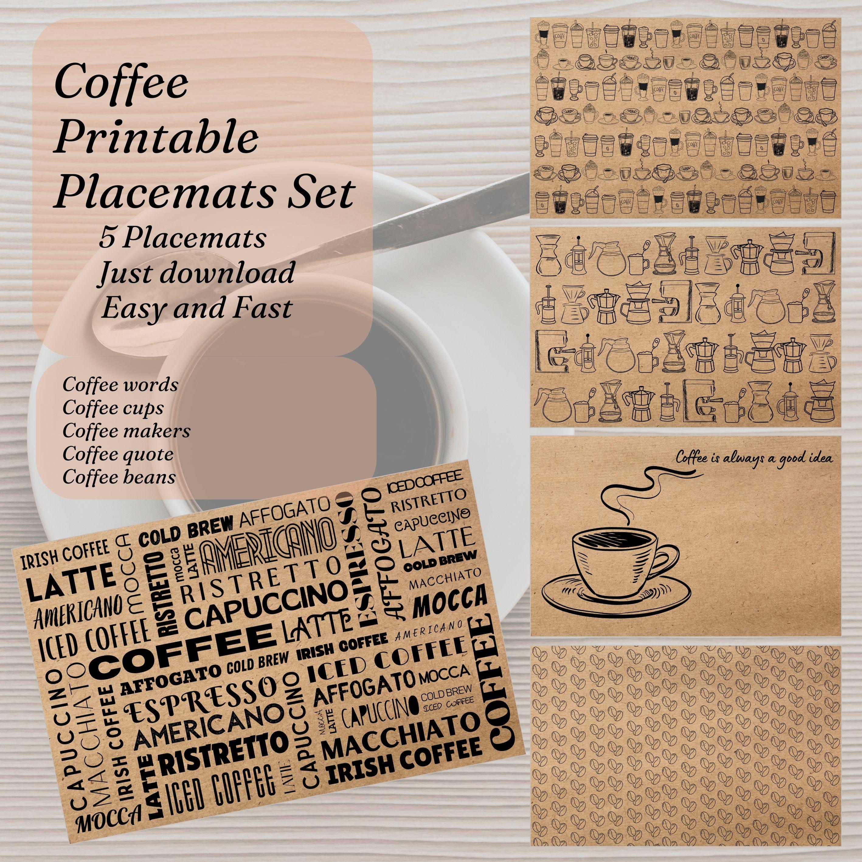 Coffee, Coffee Placemats, Printable, Digital, Paper, Download, Design ...
