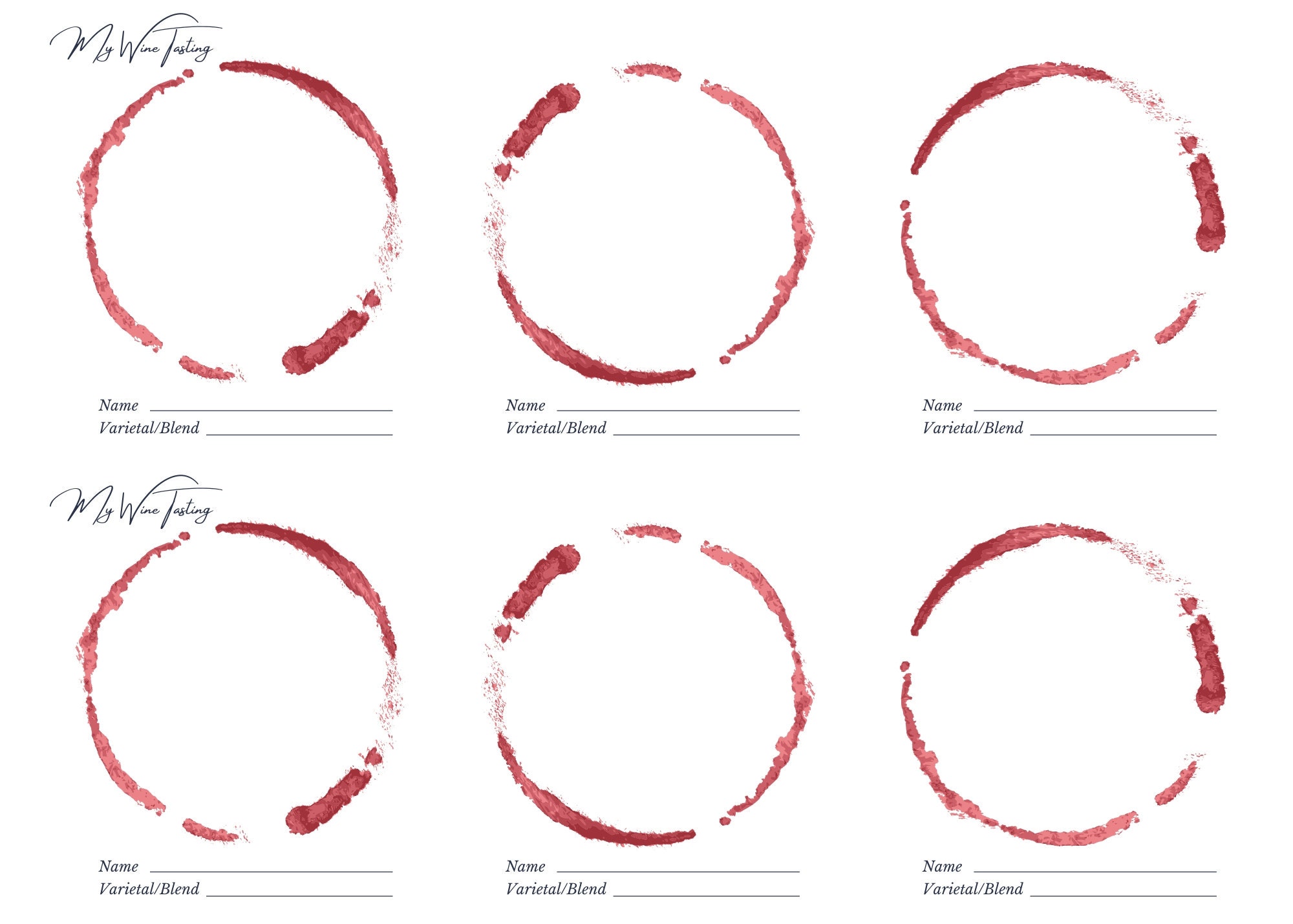 Complete Printable Wine Tasting, Templates, Placemats, Party, Digital ...