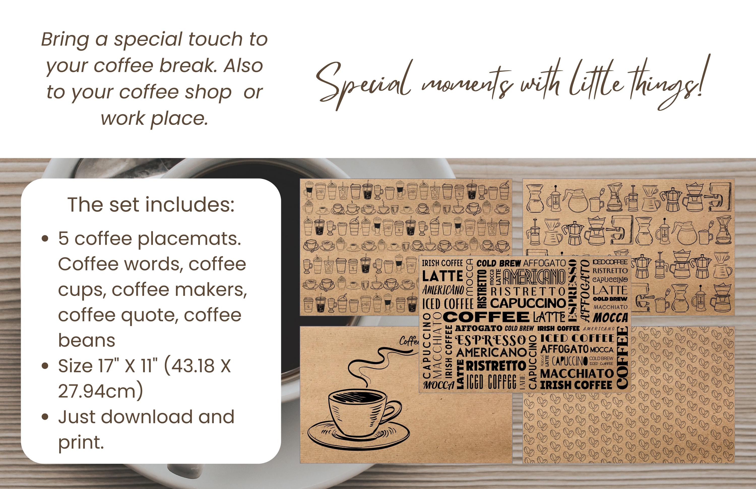 Coffee, Coffee Placemats, Printable, Digital, Paper, Download, Design ...