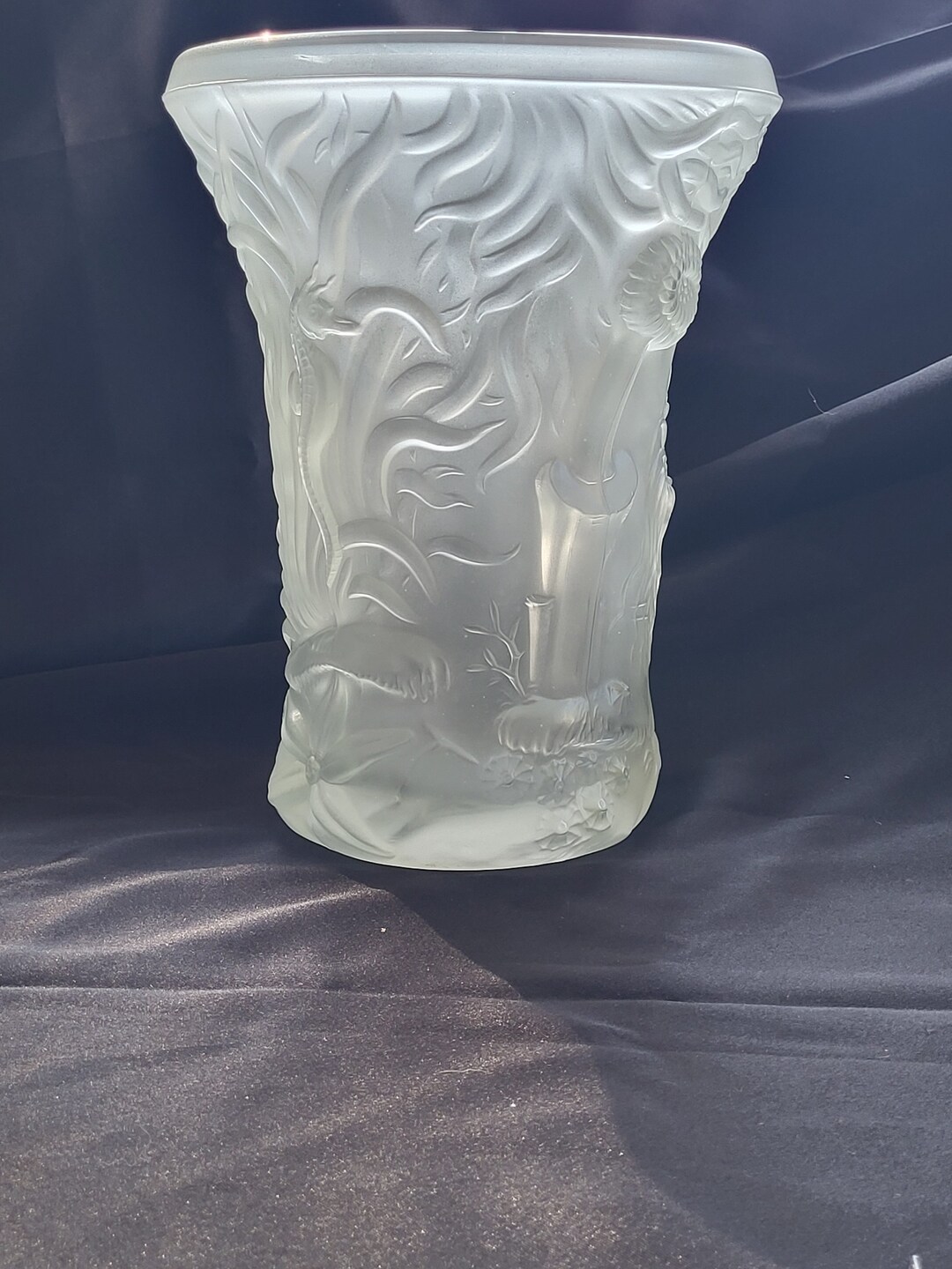 Lalique Frosted Glass Vase With Raised Texture Sea Creatures - Etsy