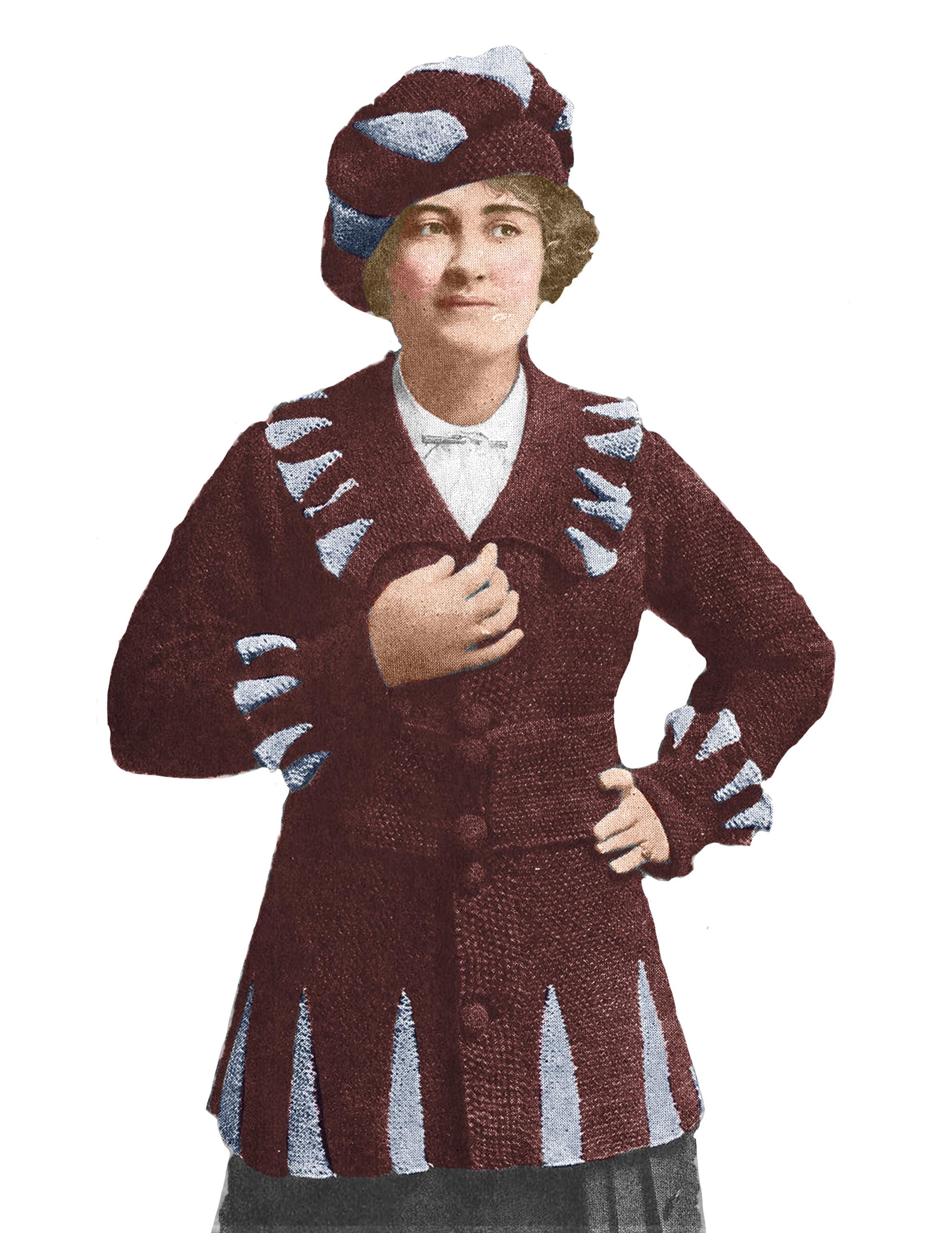 Vintage Sweater Knitting Pattern With Hat - 1910s 1920s Women's ...