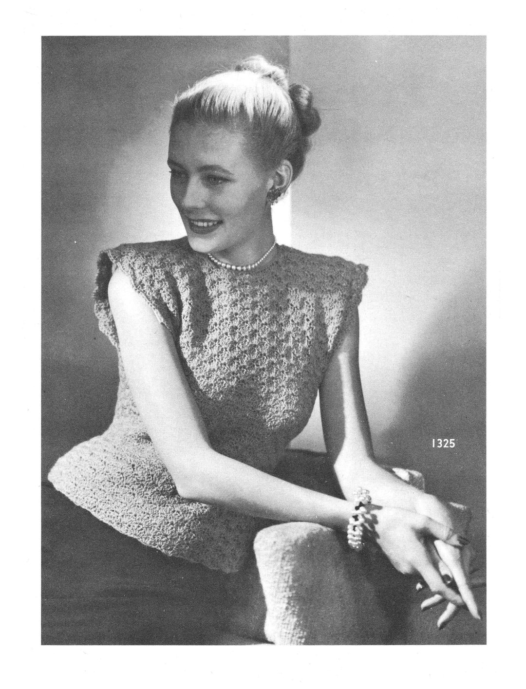 1940s Crochet Shell Stitch Sweater Pattern - Women's Vintage Crocheted ...