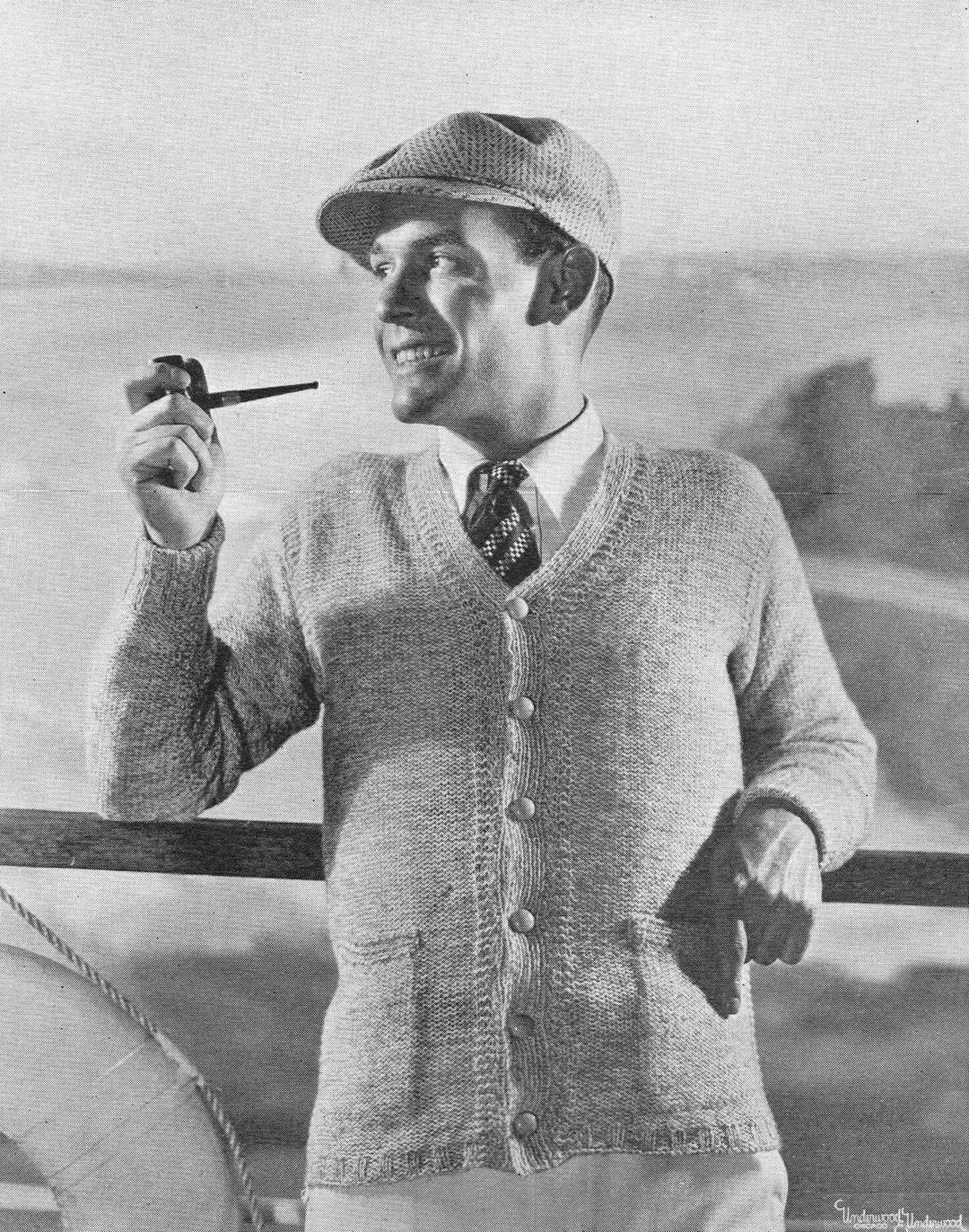 1920s Two Men's Sweater Knitting Patterns | Vintage Cardigan and Cable ...