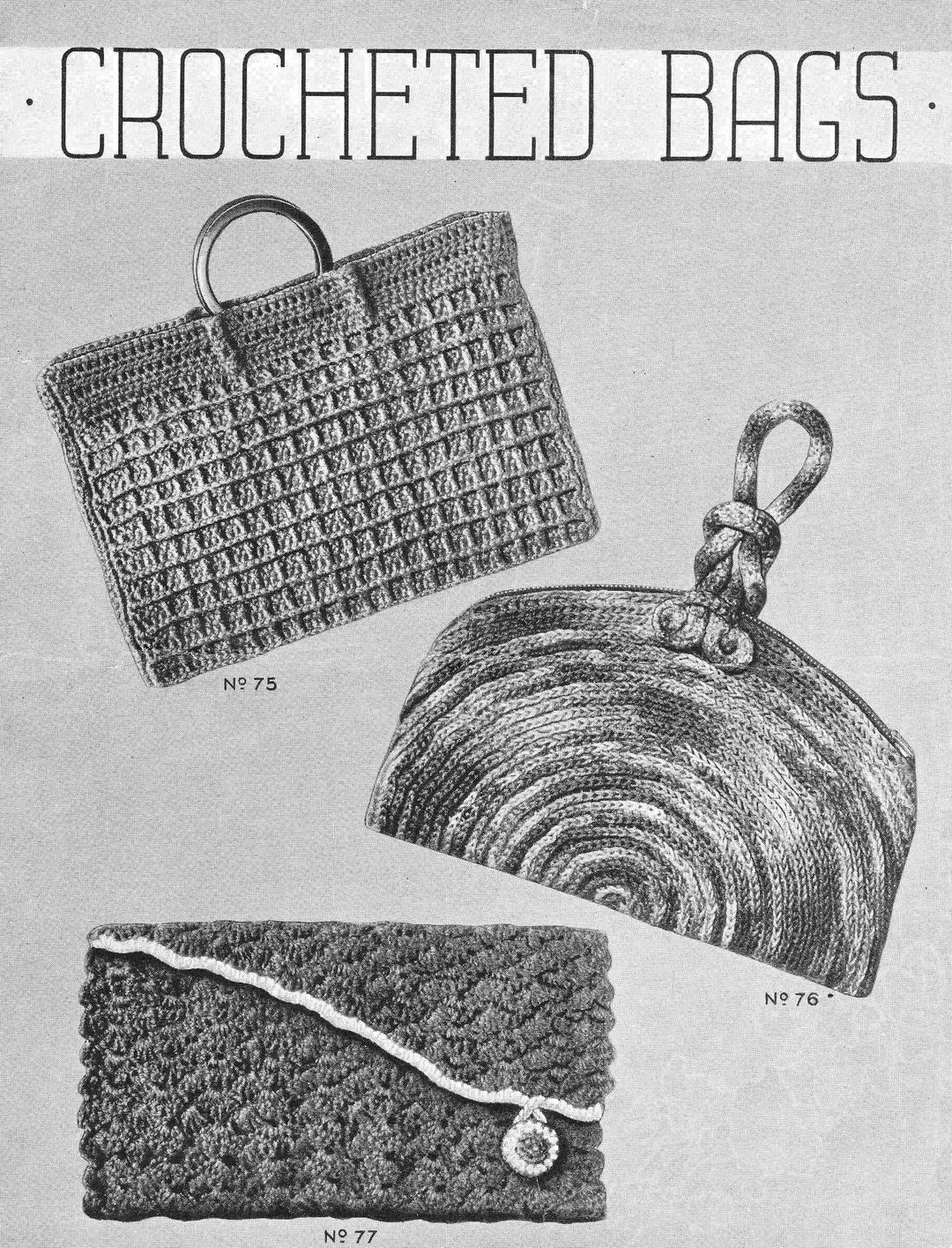 Vintage 1930s Crochet Bag Patterns: Purse, Handbag, Clutch (PDF Digital ...