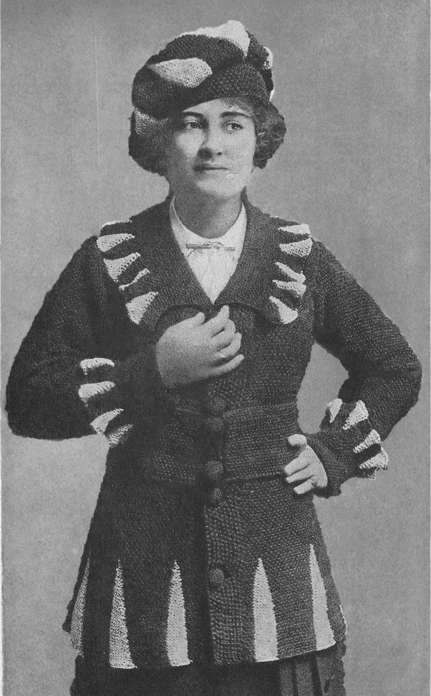 Vintage Sweater Knitting Pattern With Hat - 1910s 1920s Women's ...
