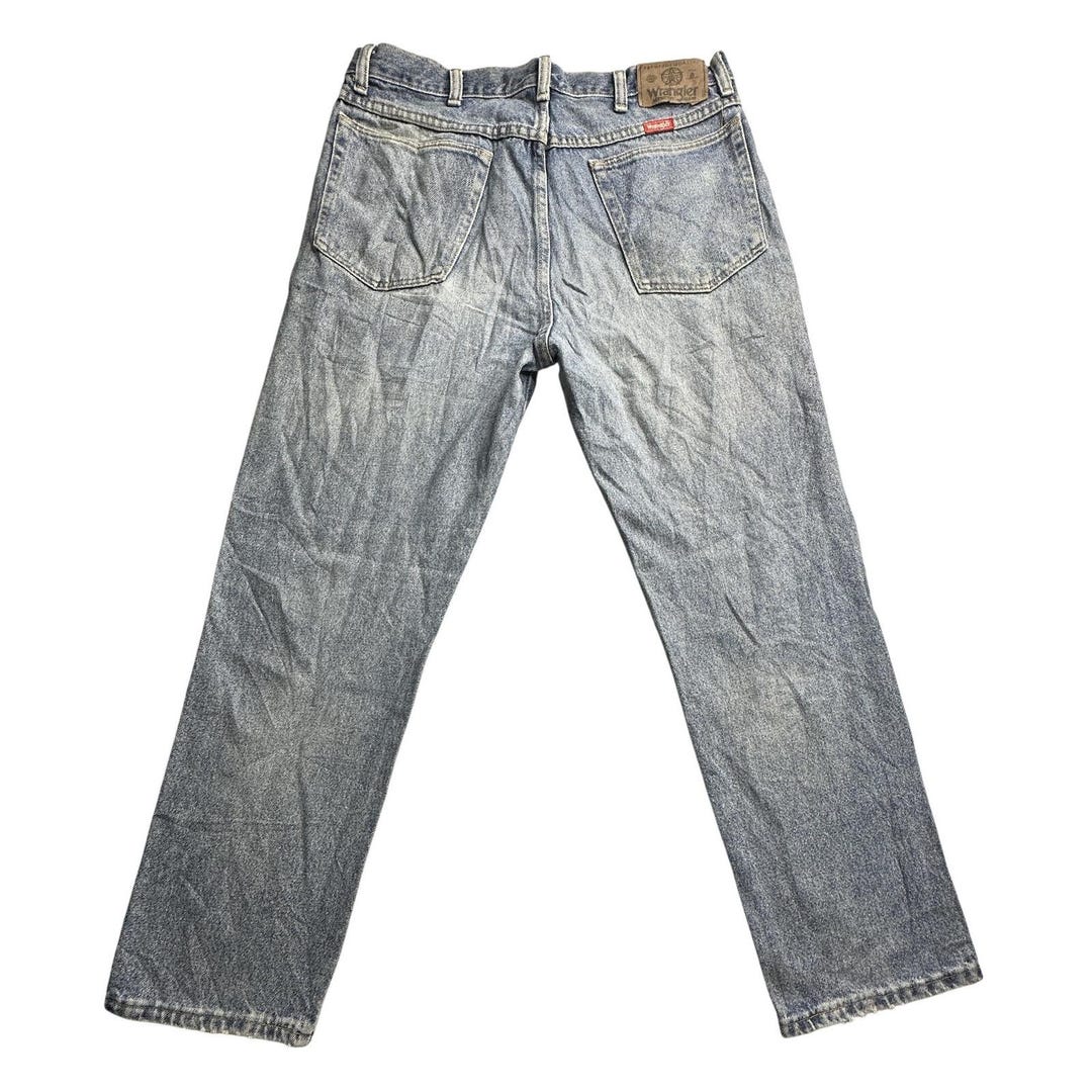 VTG Wrangler Jeans Mens 34x29 Light Blue Denim Straight Leg Zip Fly YKK ...