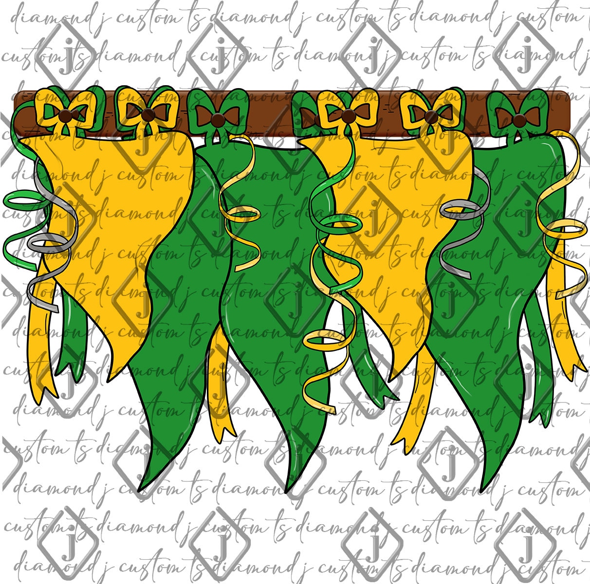 Pennant Banner PNG, Green & Gold, Homecoming Pennant, School Spirit ...