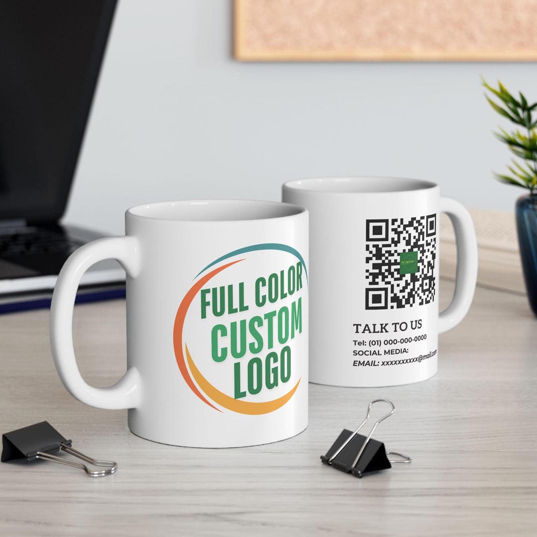 Custom Business Logo QR Code Mug, QR Code Insulated Coffee Mug ...