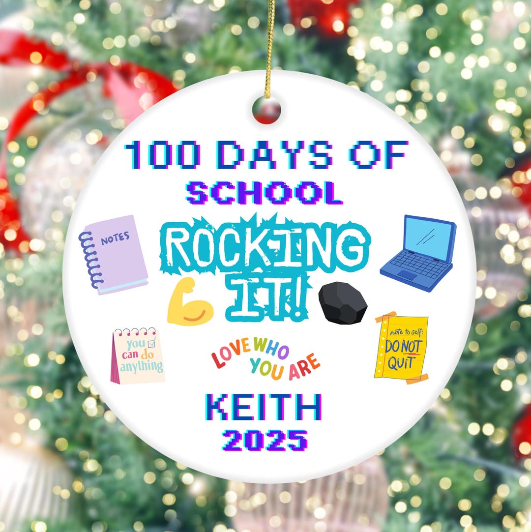 Adorno de 100 días de escuela, adorno de hito escolar personalizado ...