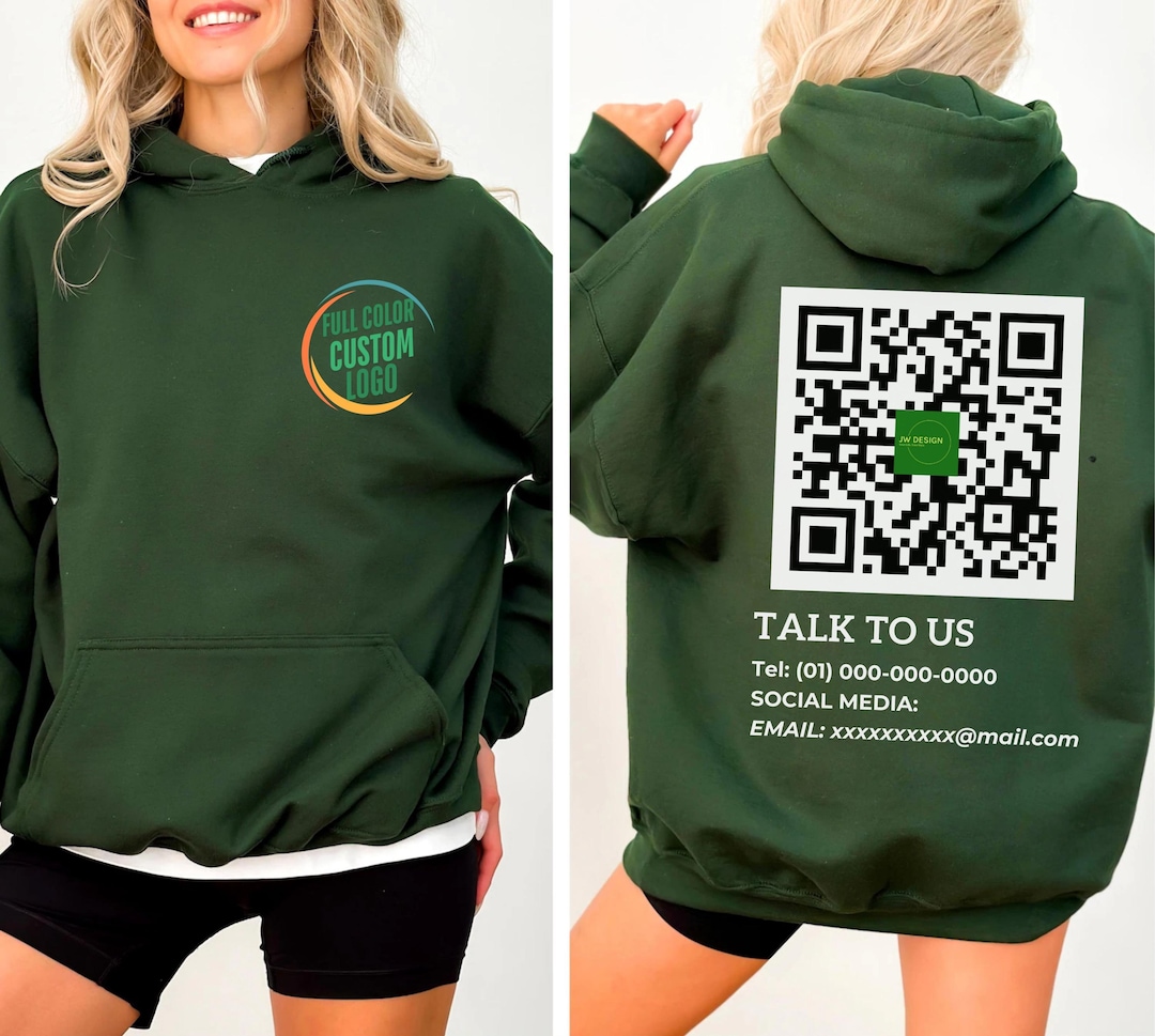 Custom Business Logo QR Code Hoodie, QR Code Hoodie, Business Promotion ...