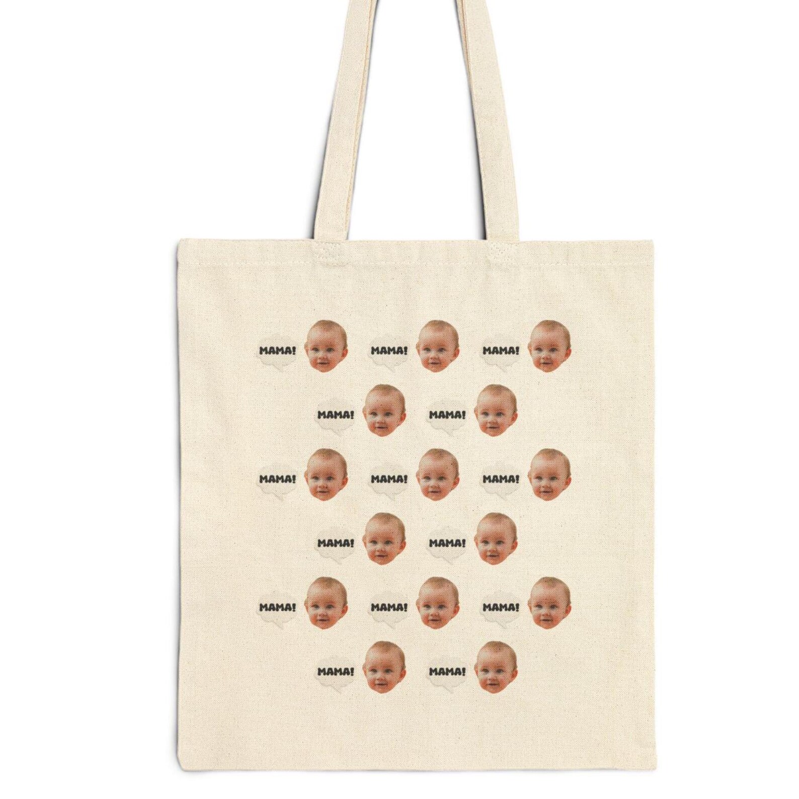 Custom Baby Face Canvas Tote Bag, Personalized Baby Face Mama Bag ...