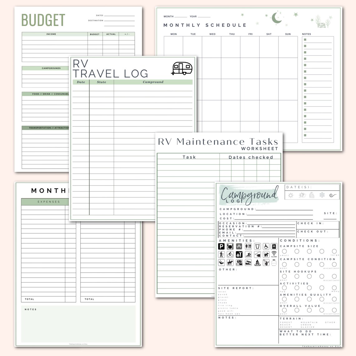 RV Trip & RV Life Worksheets fillable / Editable // Rv - Etsy