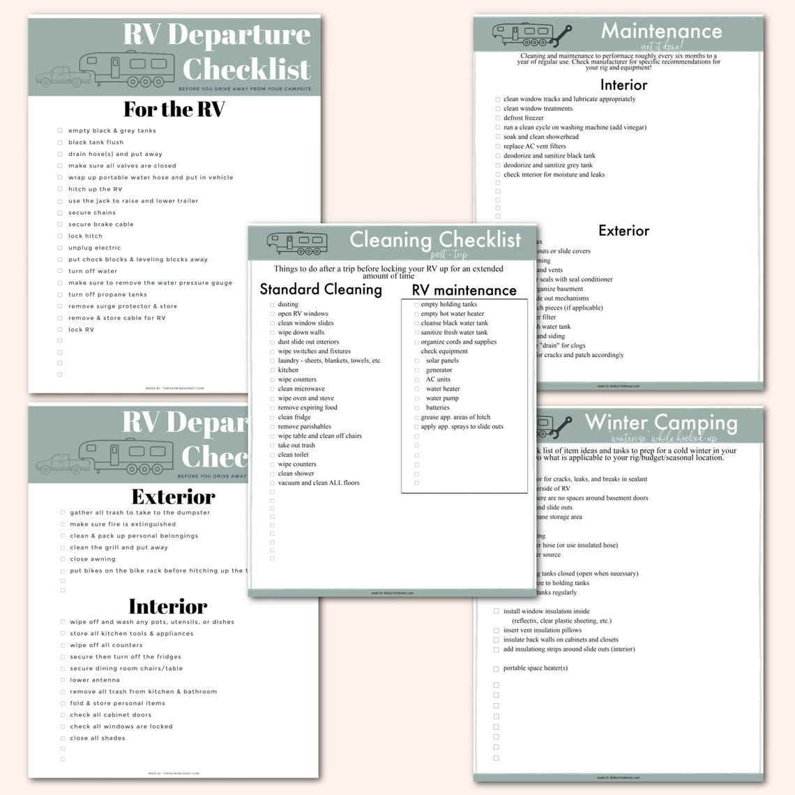 RV Trip & RV Life Worksheets fillable / Editable // Rv - Etsy