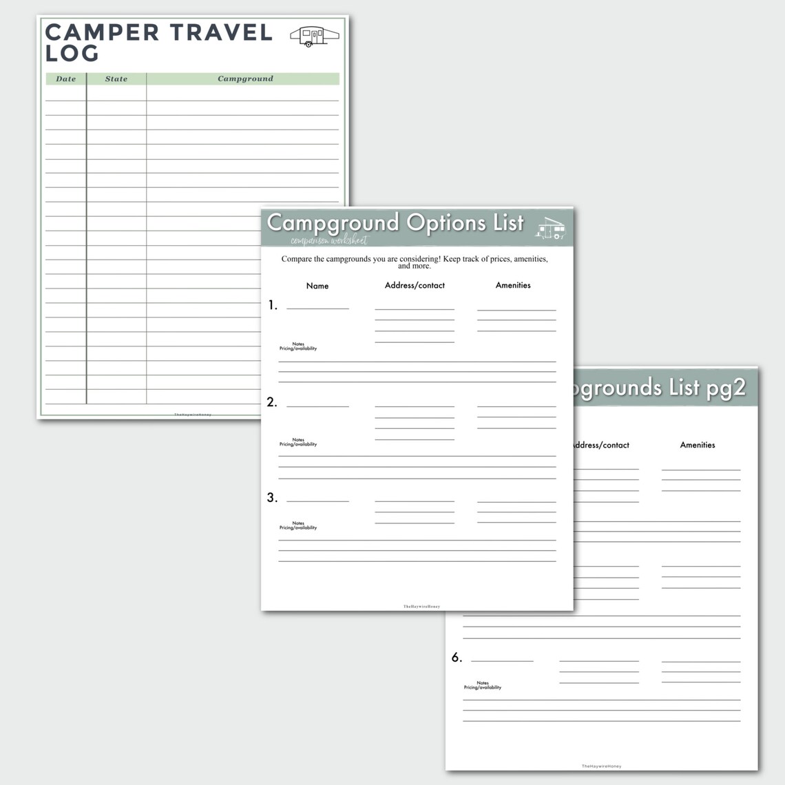Camper Travel Planner BIG PACK (fillable / Editable) // Printable ...