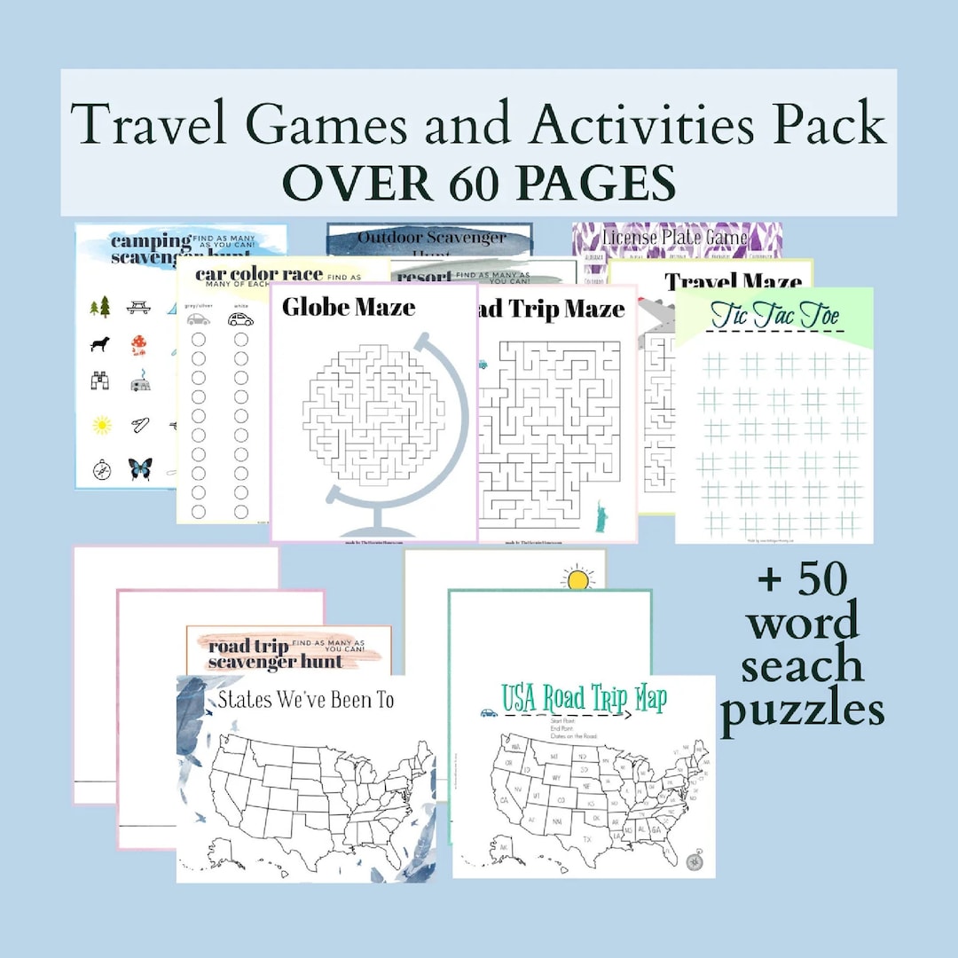 Travel Games Printable Pack // for KIDS - Etsy