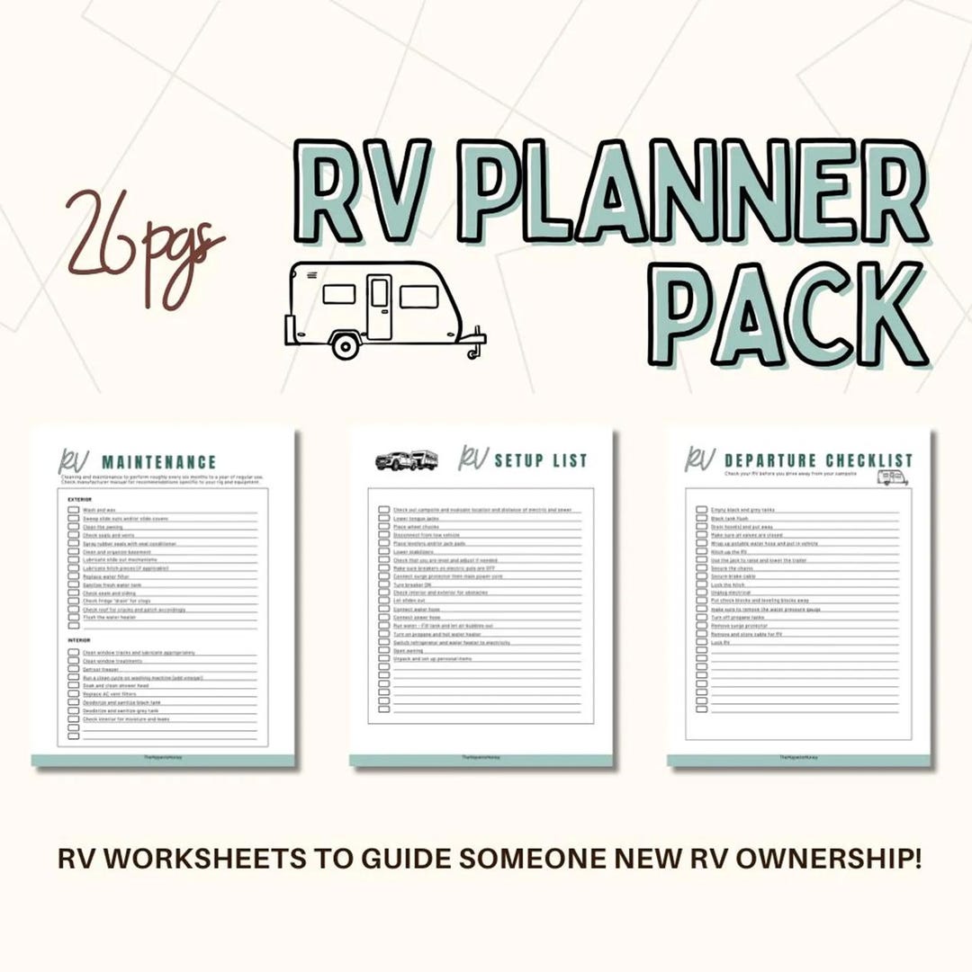 RV Life Packet (fillable/editable) // Printable Checklists & Worksheets ...