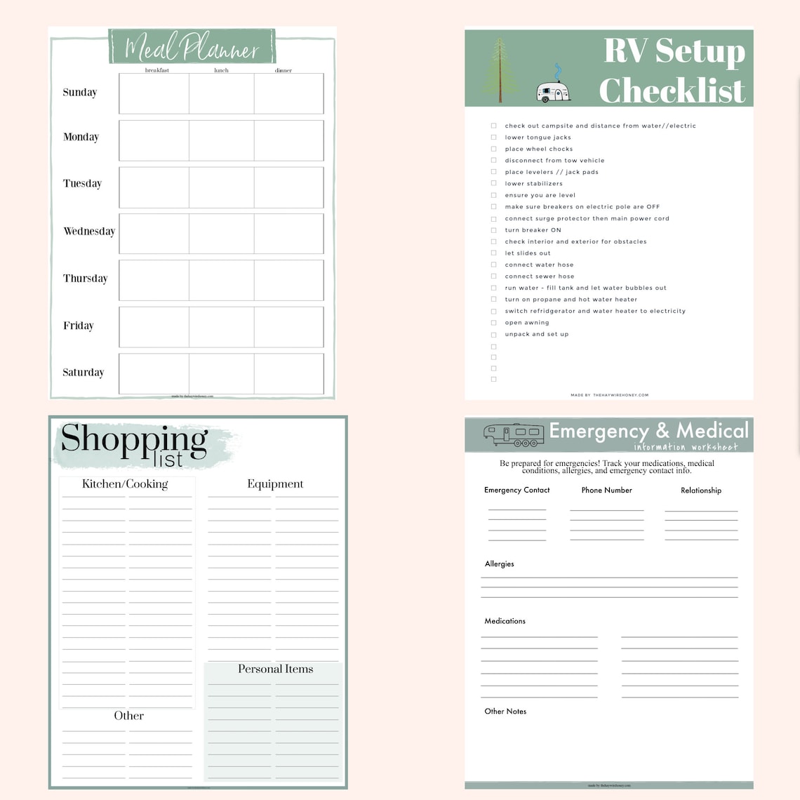 RV Trip & RV Life Worksheets fillable / Editable // Rv - Etsy