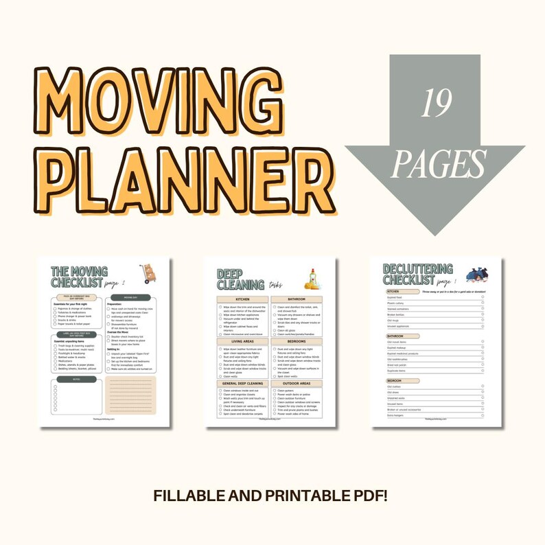 Moving Packet // Printable and Fillable Checklists - Etsy