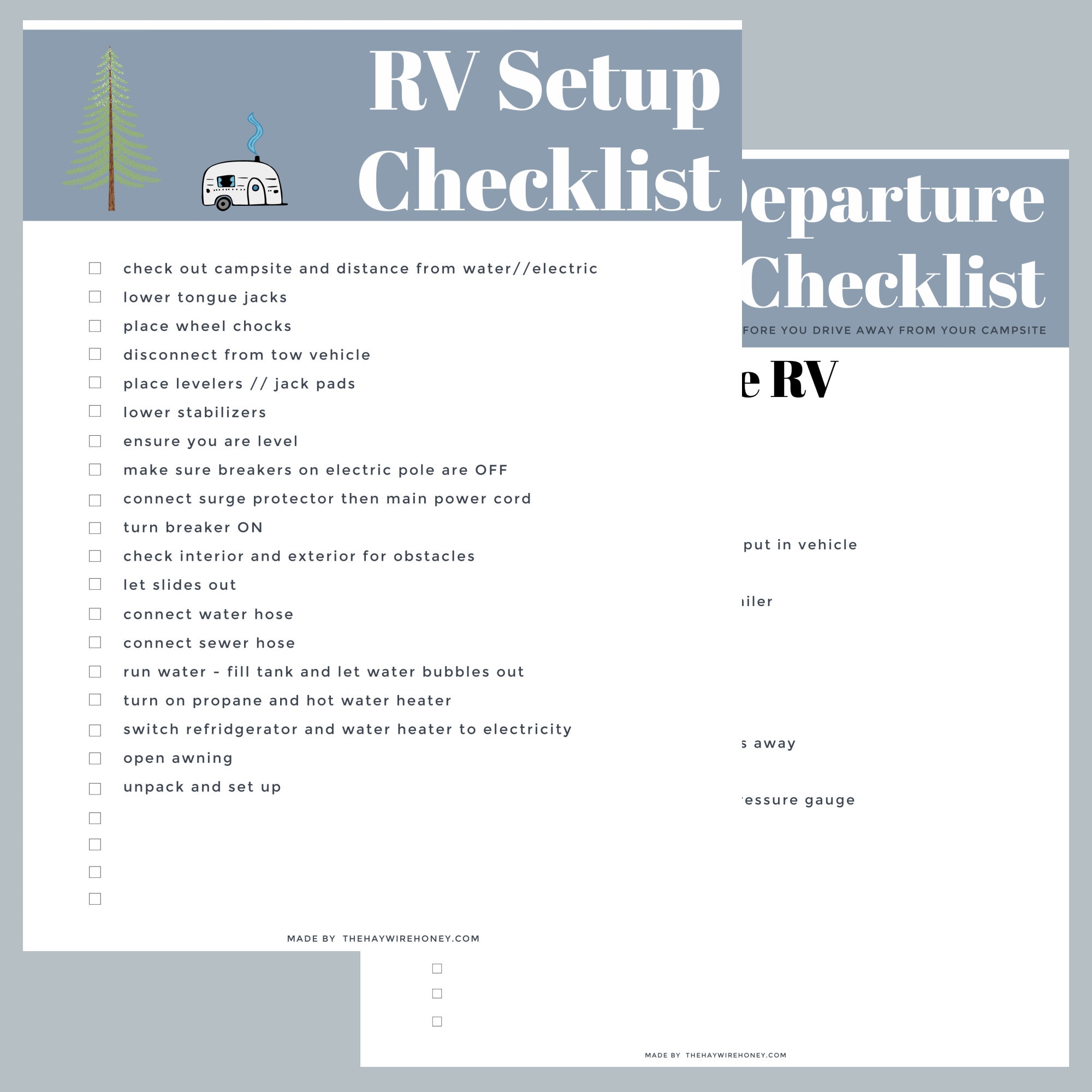 RV Life Packet AB in BLUE // Printable Checklists & | Etsy