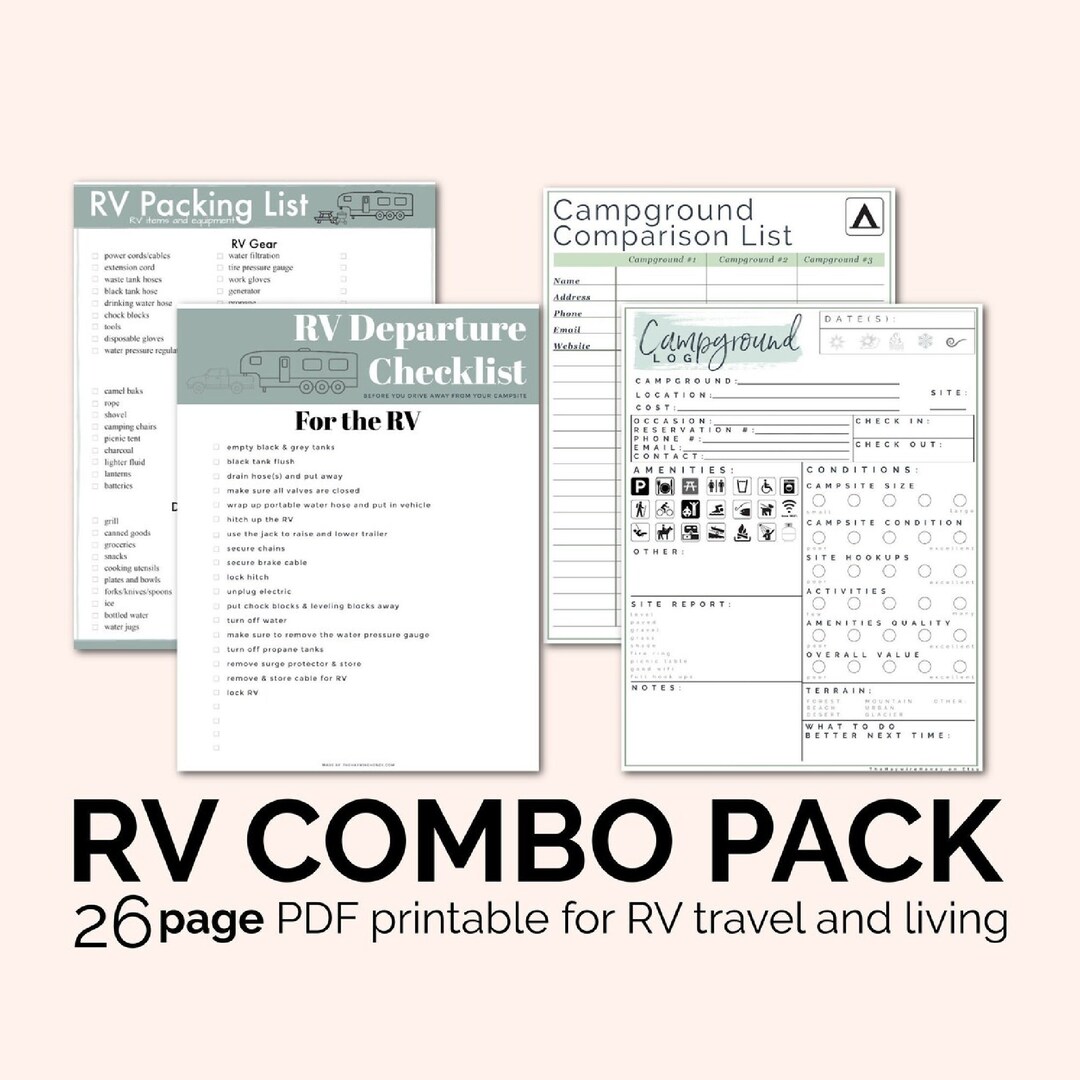 RV Trip & RV Life Worksheets fillable / Editable // Rv Living ...