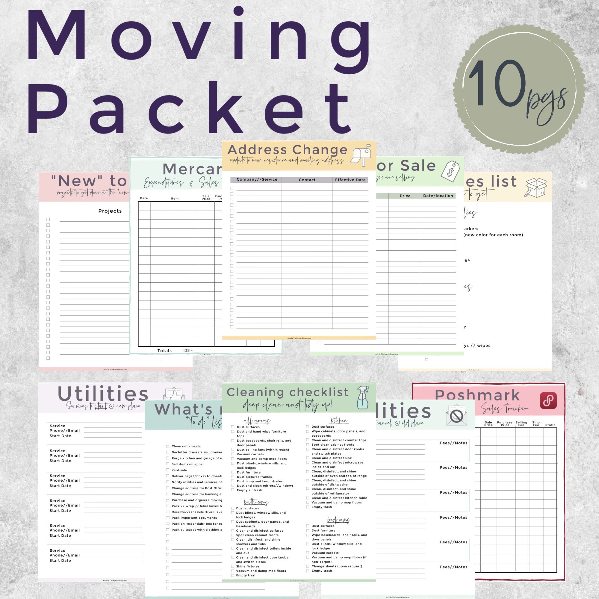 Moving Packet // Printable Checklists & Worksheets - Etsy