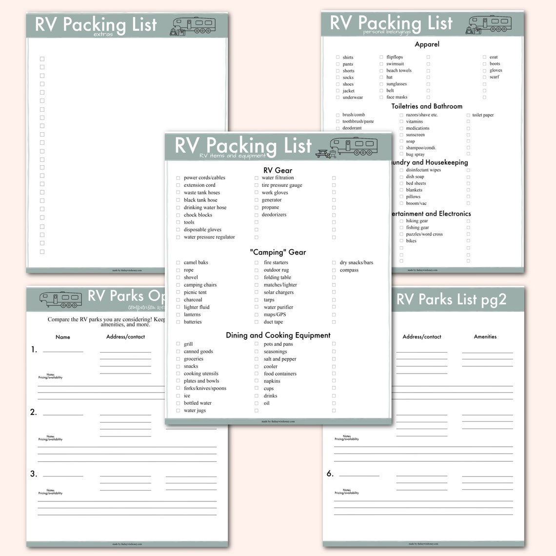 RV Trip & RV Life Worksheets fillable / Editable // Rv - Etsy