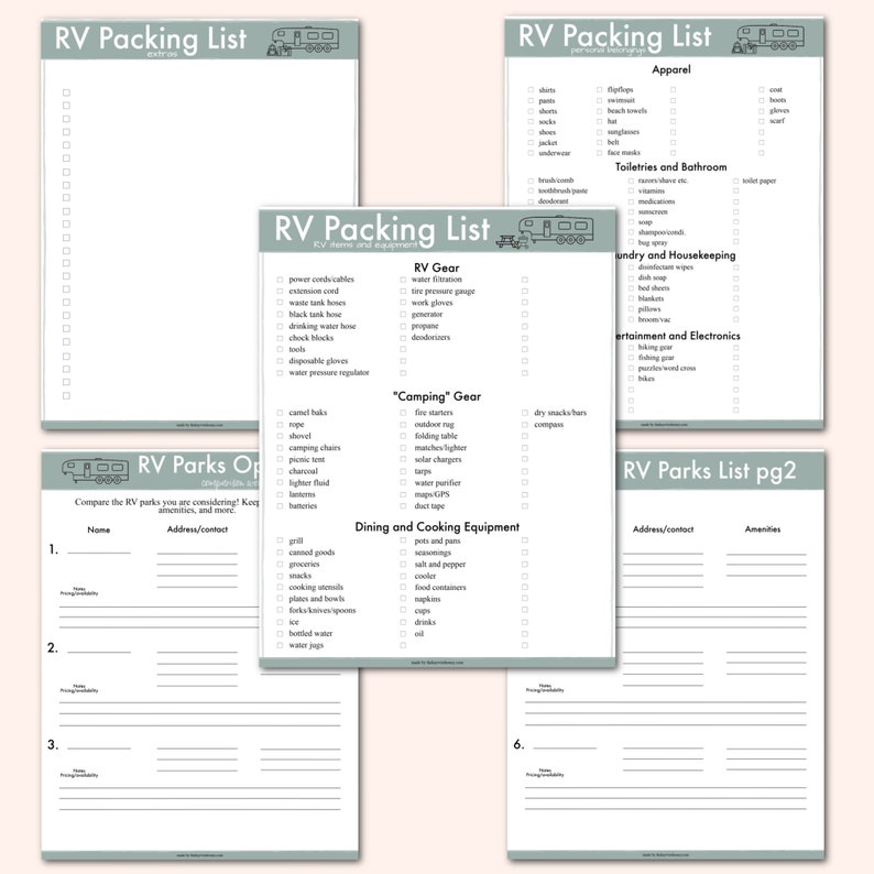 RV Trip & RV Life Worksheets fillable / Editable // Rv Living ...