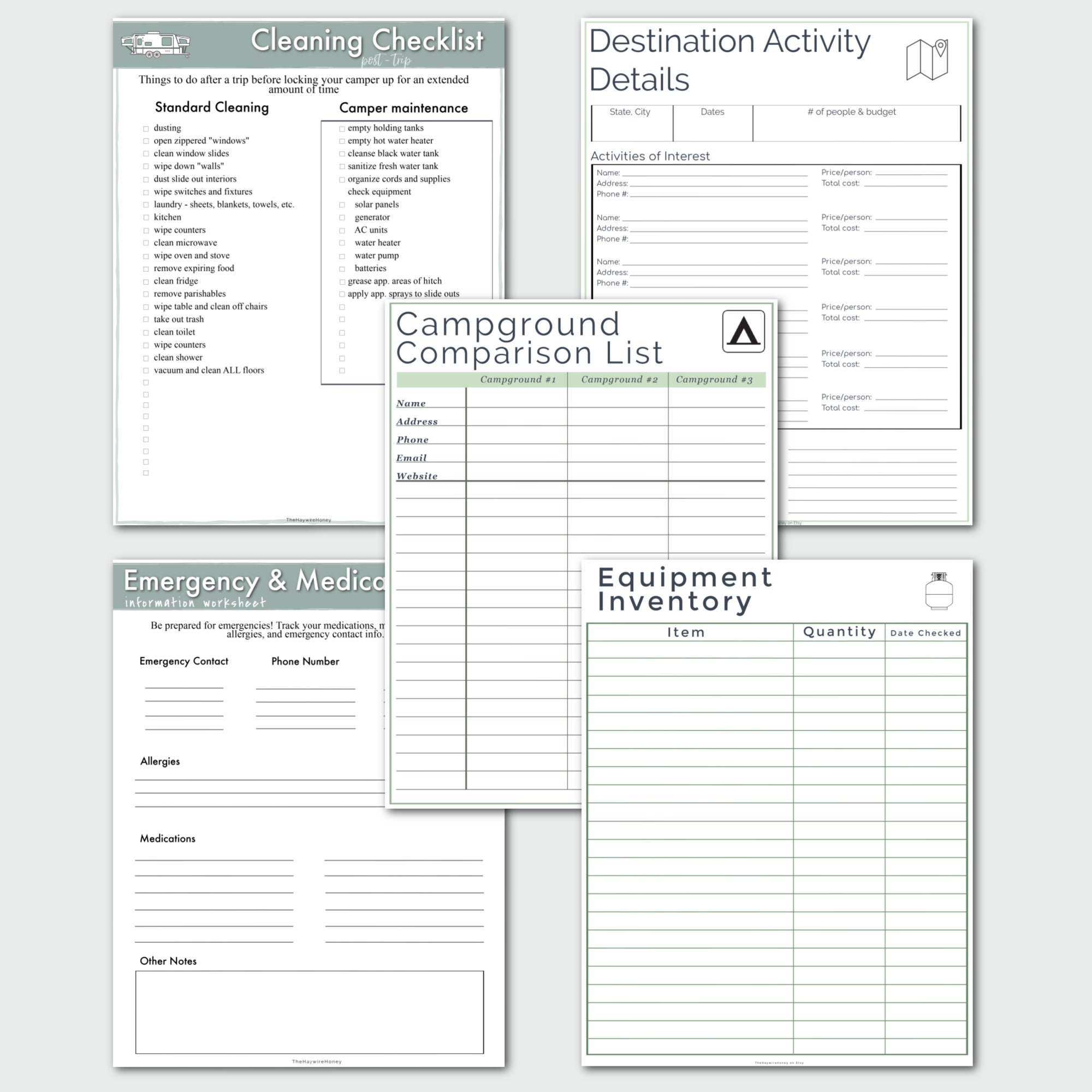 Camper Travel Planner BIG PACK (fillable / Editable) // Printable ...