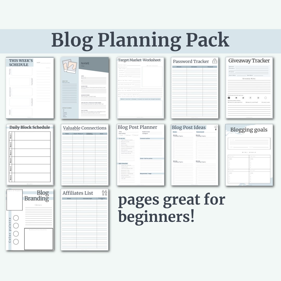 Blogger Planning Pages fillable / Editable //PDF Printable Checklists ...
