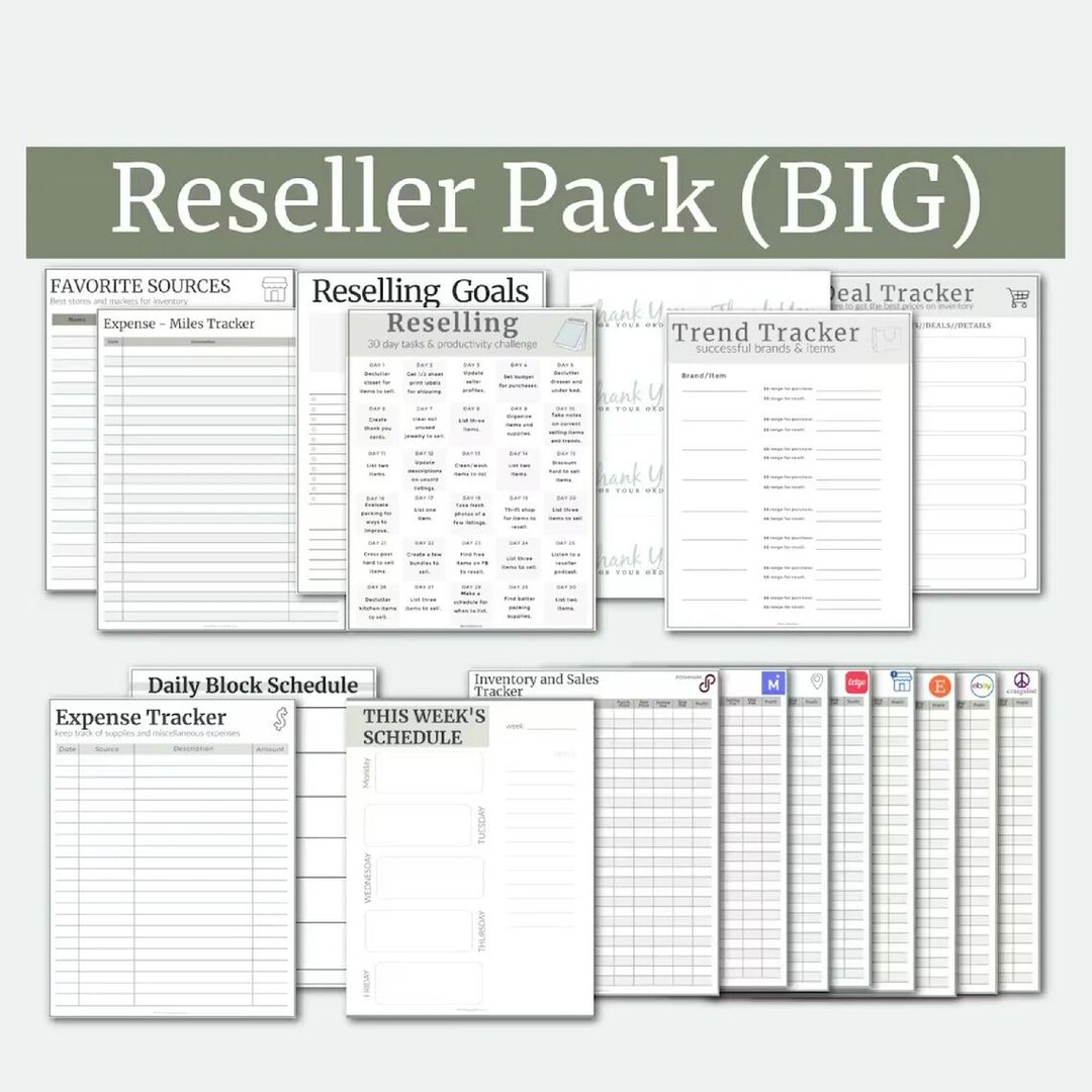 Reseller Printable Packet in Green // Poshmark, Mercari, Facebook - Etsy