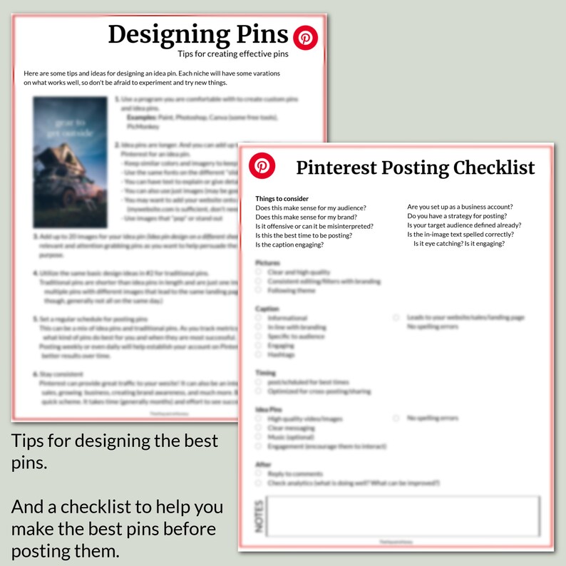 Pinterest Mini Planner //PDF Printable Checklists - Etsy