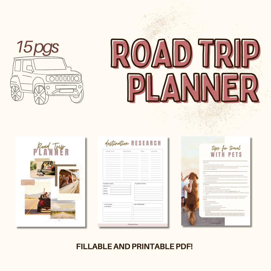 Road Trip Planner Printable: Travel Itinerary, Budget, Checklist (PDF ...