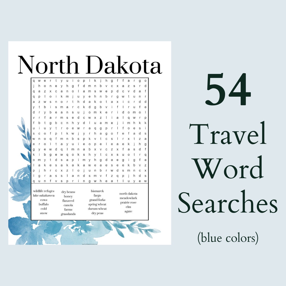 Travel Word Searches, States and Travel Themed // Printable Puzzles ...