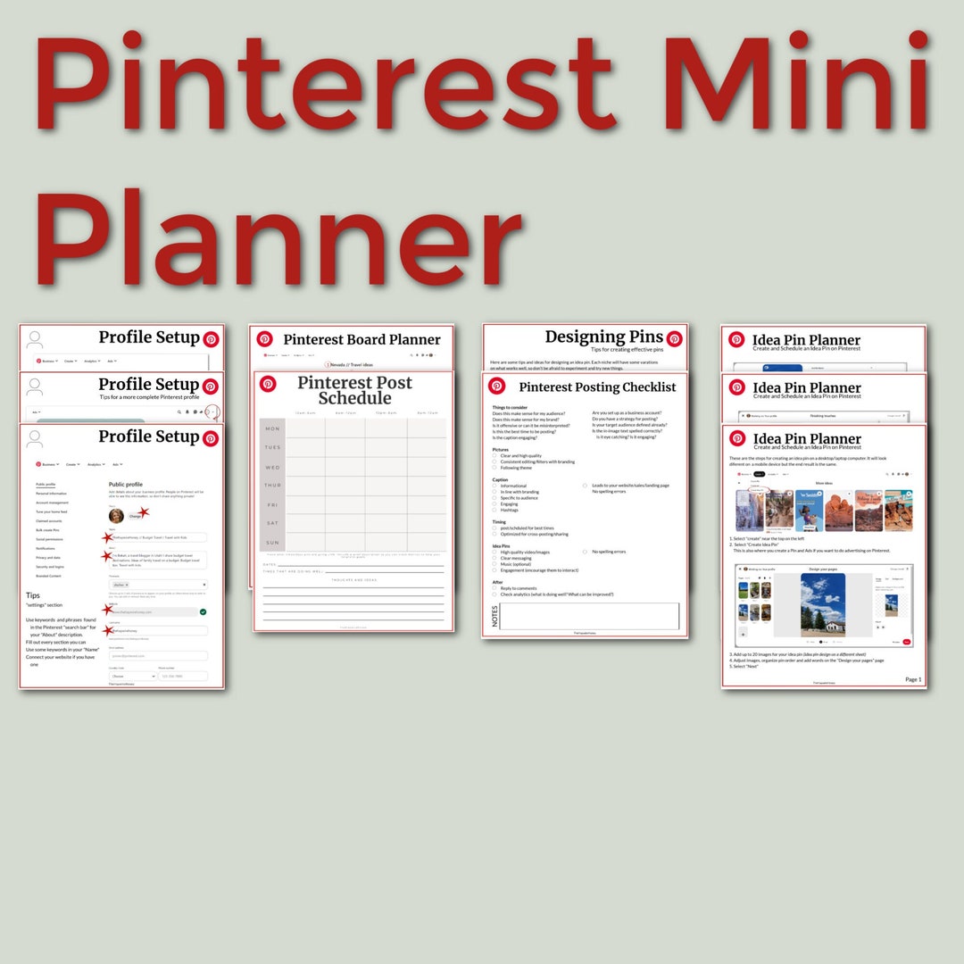 Pinterest Mini Planner //PDF Printable Checklists - Etsy