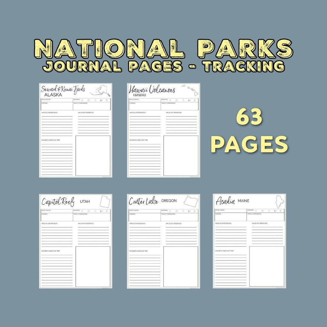 US National Parks Journal Pages // Printable, Tracking - Etsy