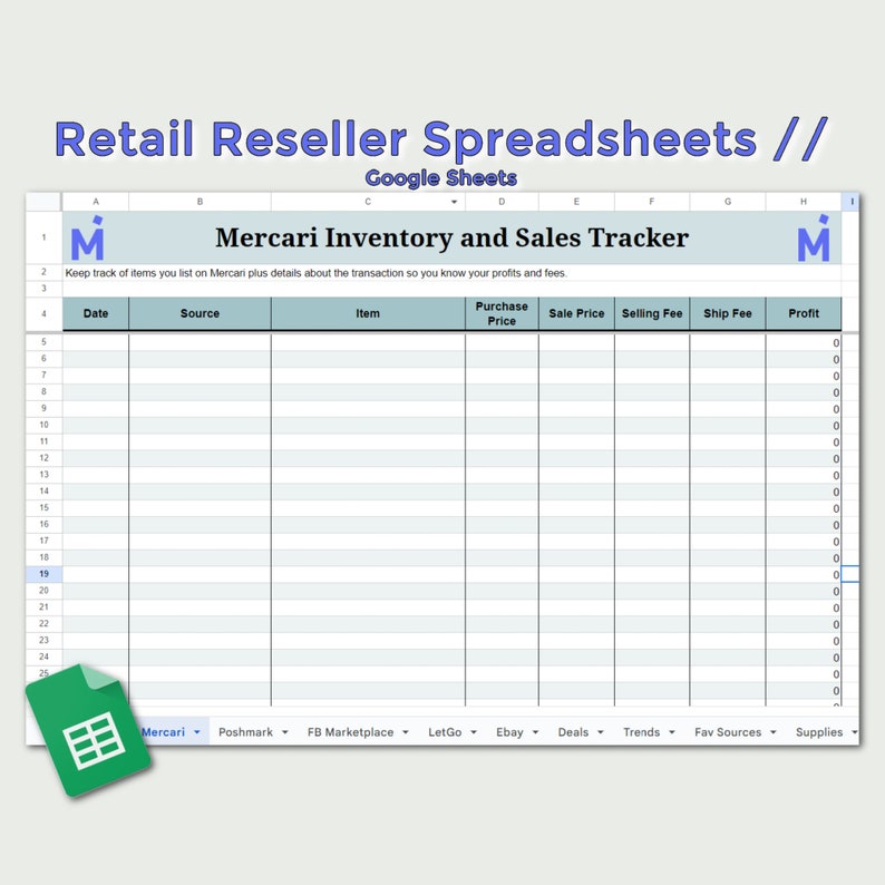 Retail Reseller Spreadsheets // Google Sheets - Etsy