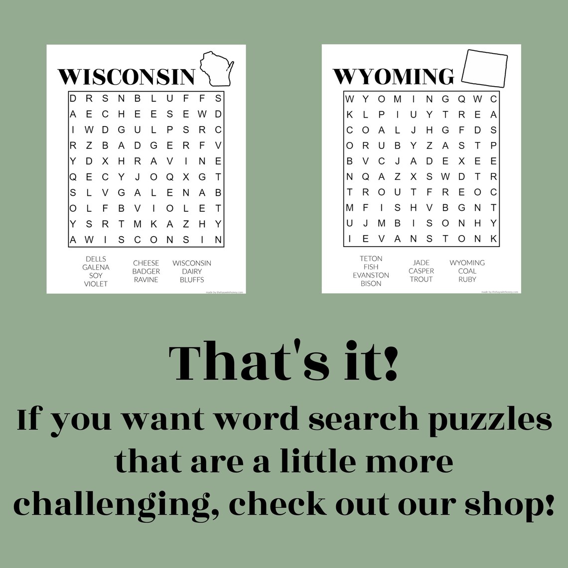 Kids Word Searches, USA 50 States Pack // Printable Puzzles - Etsy