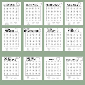 Kids Word Searches, USA 50 States Pack // Printable Puzzles - Etsy