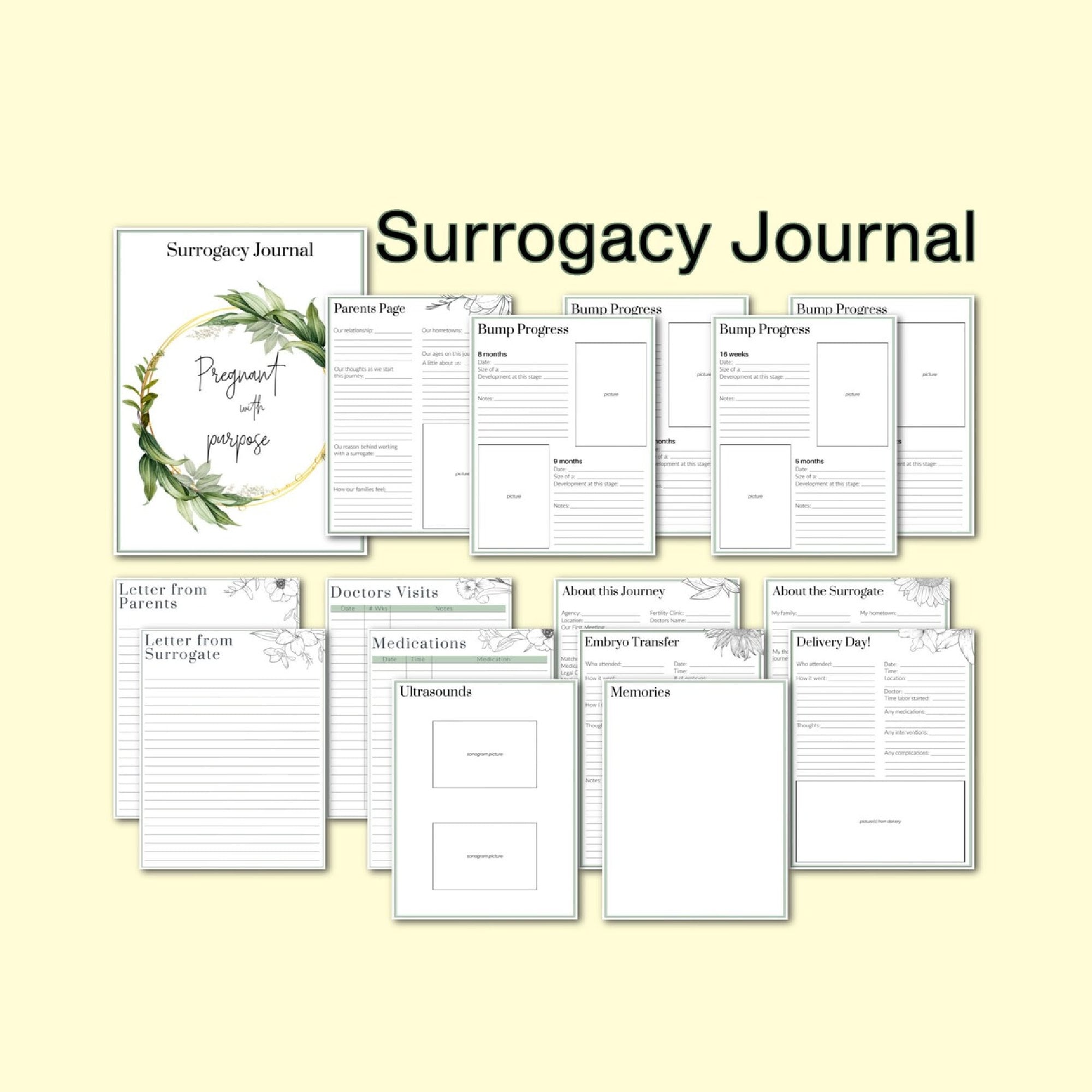 Surrogacy Journal, Commemorative Gift // Printable PDF, 17 Pages - Etsy