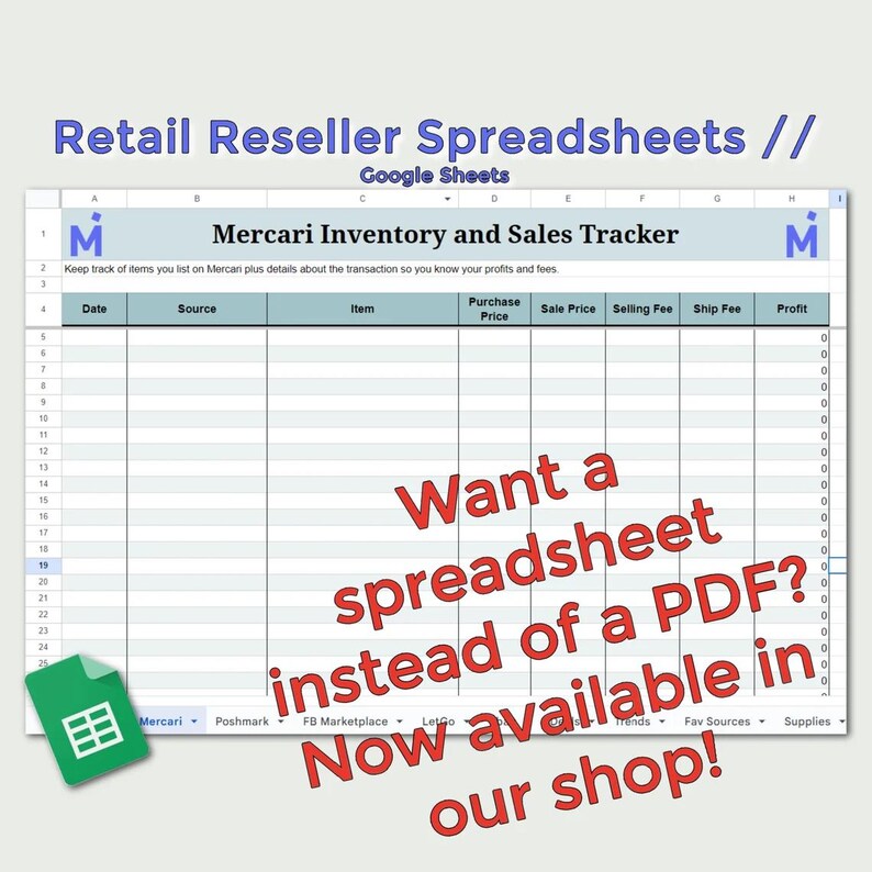 Reseller Printable Packet in Green // Poshmark, Mercari, Facebook - Etsy