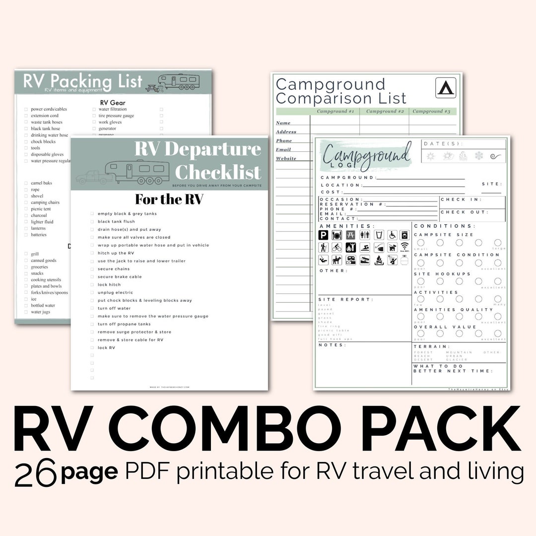 RV Trip & RV Life Worksheets fillable / Editable // Rv - Etsy