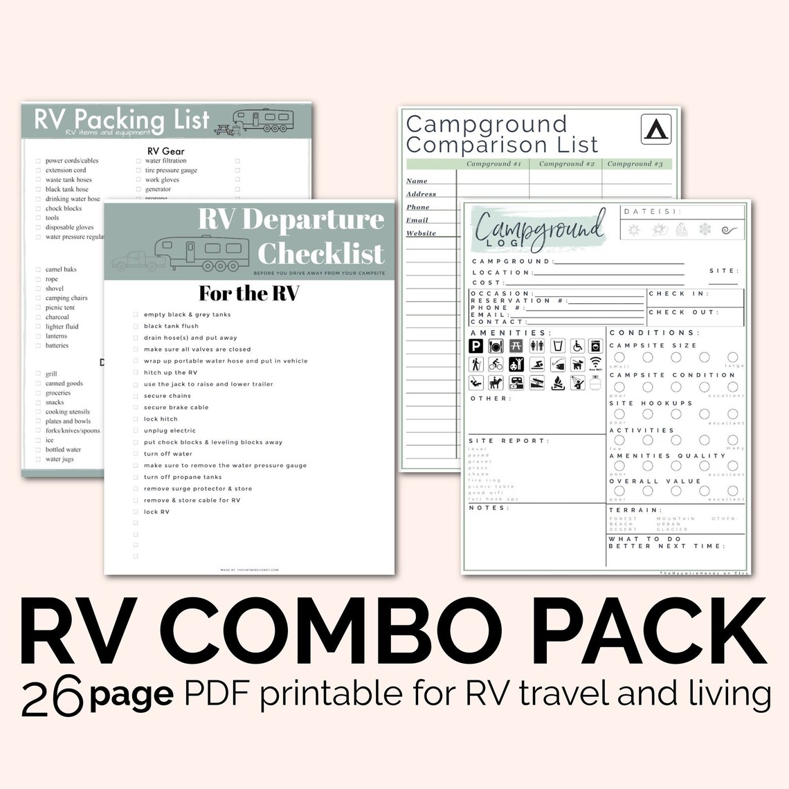 RV Trip & RV Life Worksheets fillable / Editable // Rv - Etsy