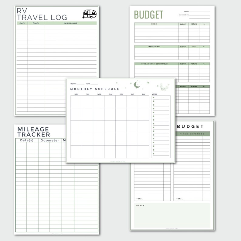 Camper Travel Planner BIG PACK (fillable / Editable) // Printable ...