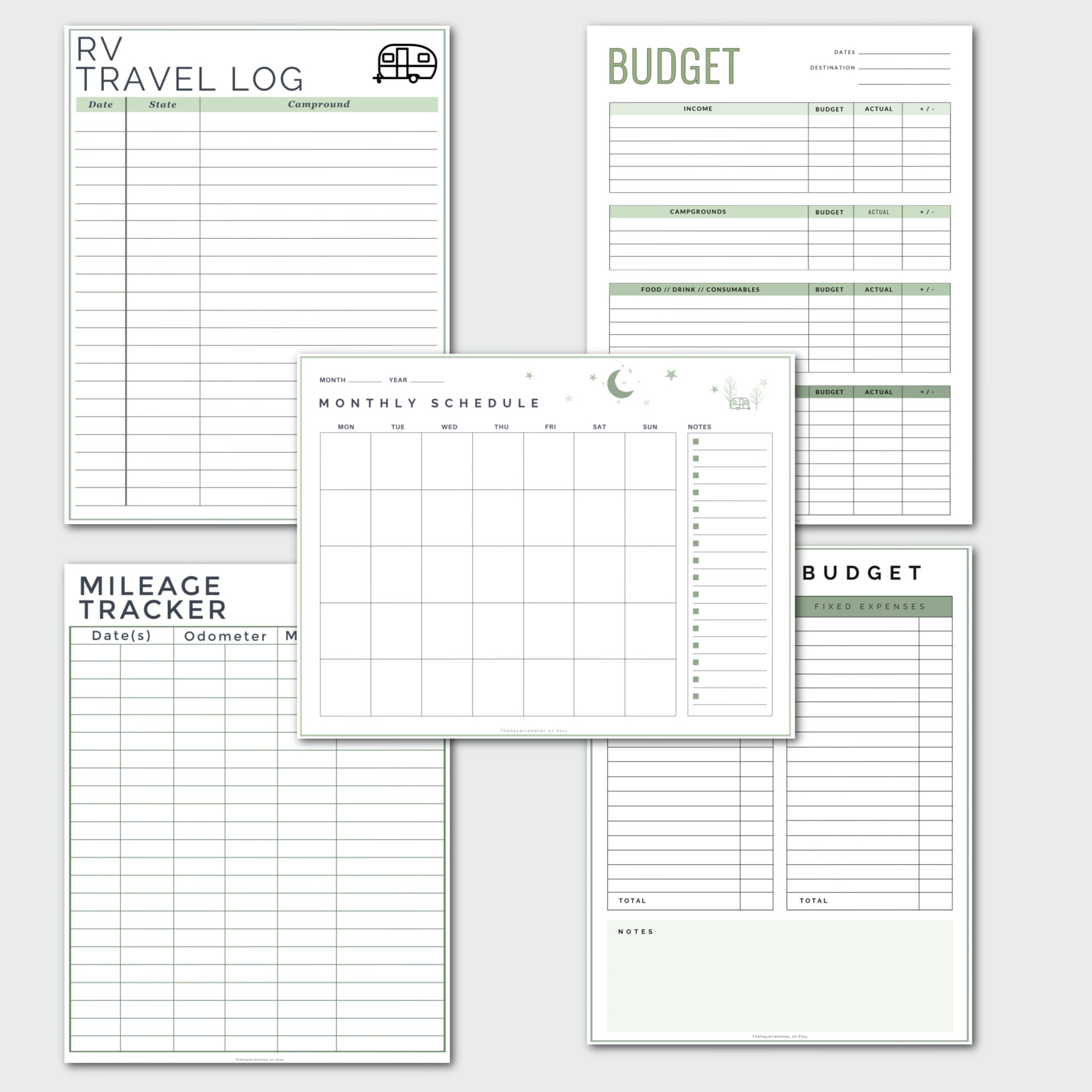 Camper Travel Planner BIG PACK (fillable / Editable) // Printable ...