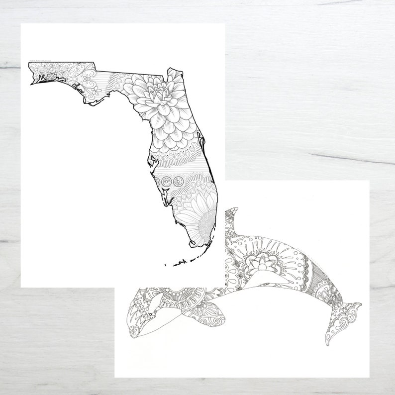 Florida Themed Coloring Pages Printable // DIGITAL Art Packet - Etsy