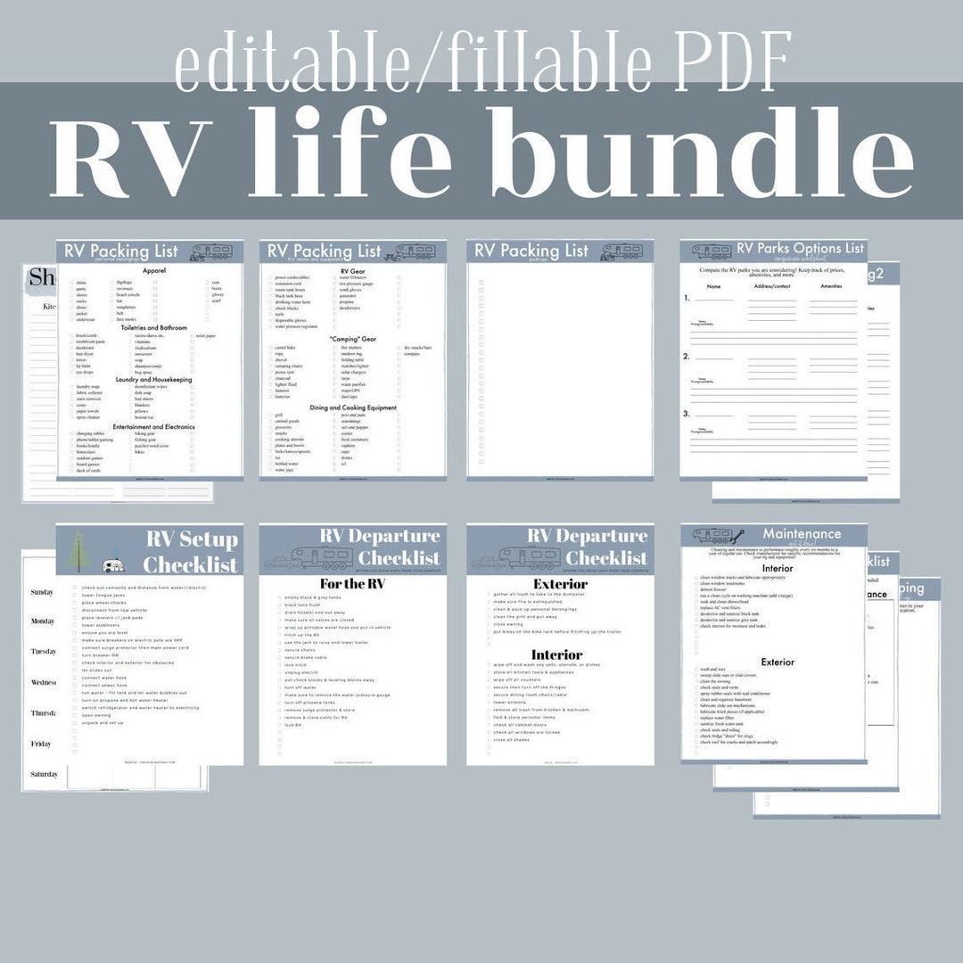 RV Life Packet AB in BLUE // Printable Checklists & - Etsy