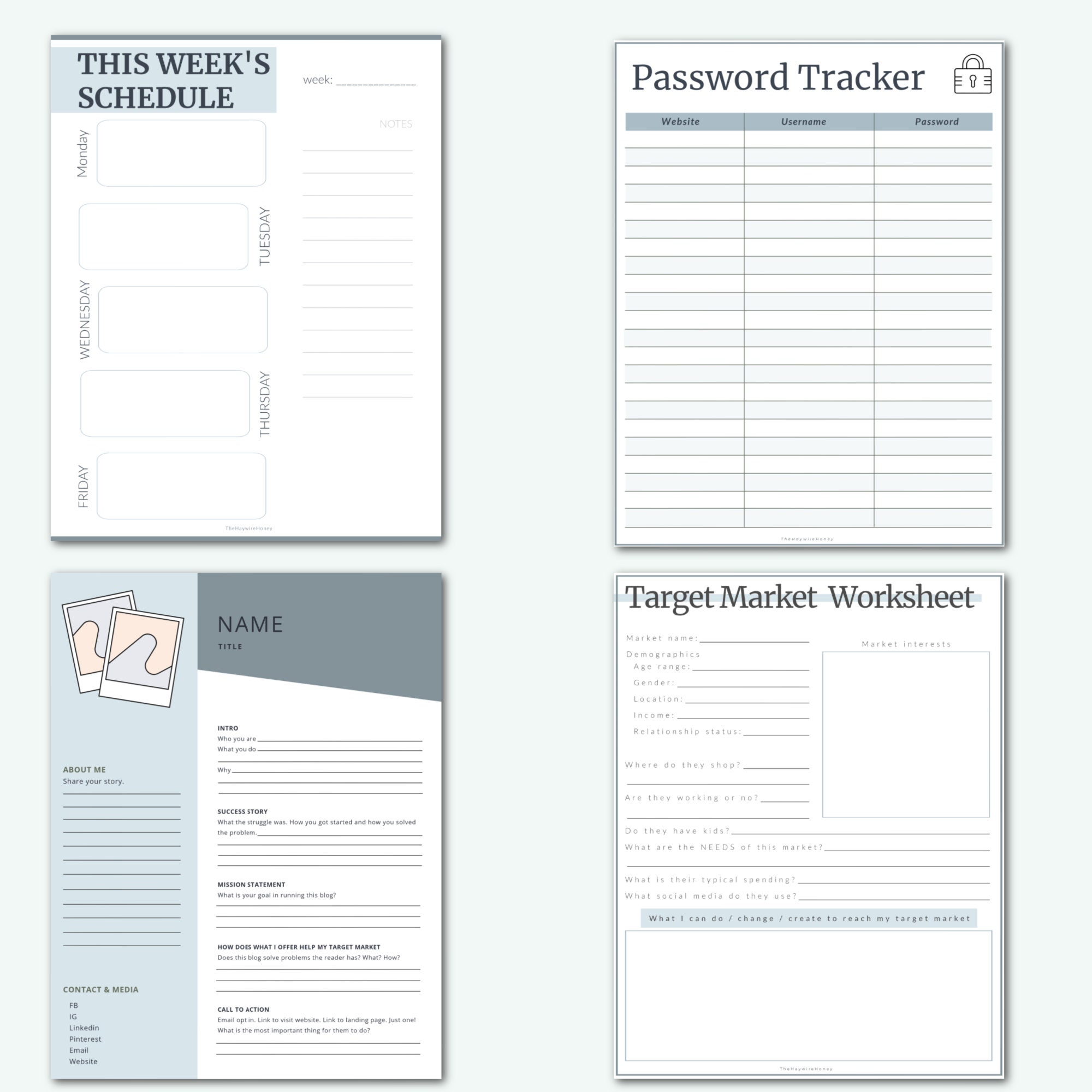 Blogger Planning Pages fillable / Editable //PDF Printable Checklists ...